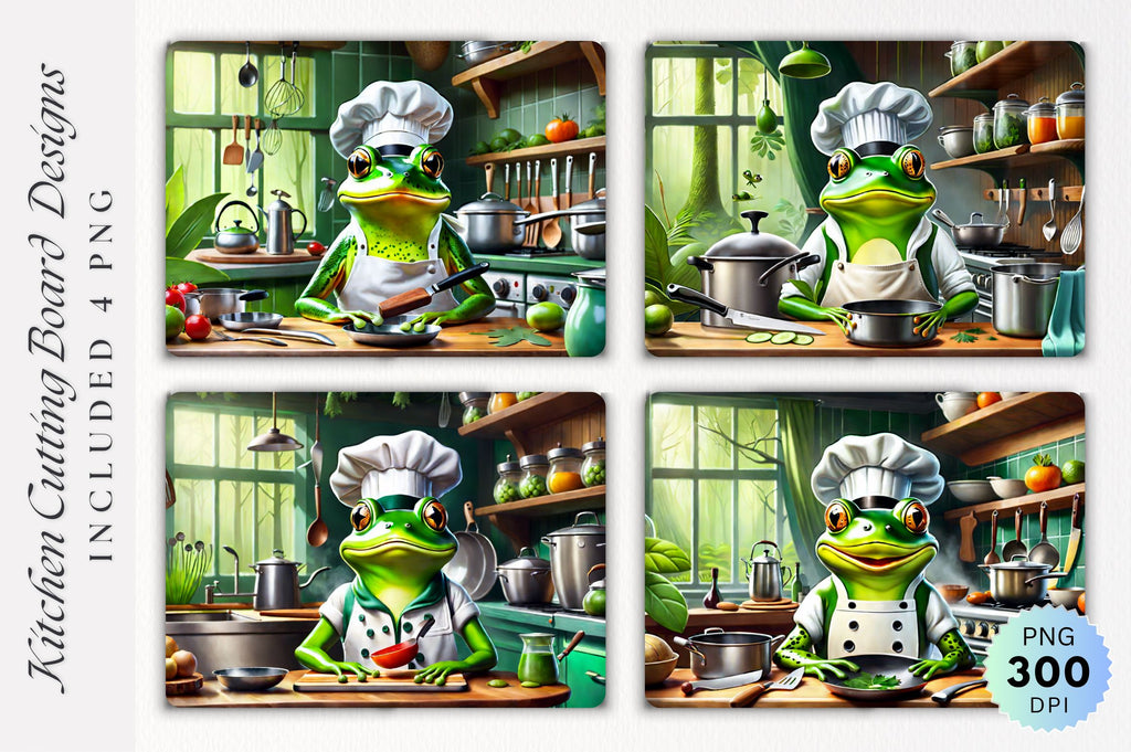 Forest kitchen frog cooks Cutting Board PNG Design - So Fontsy