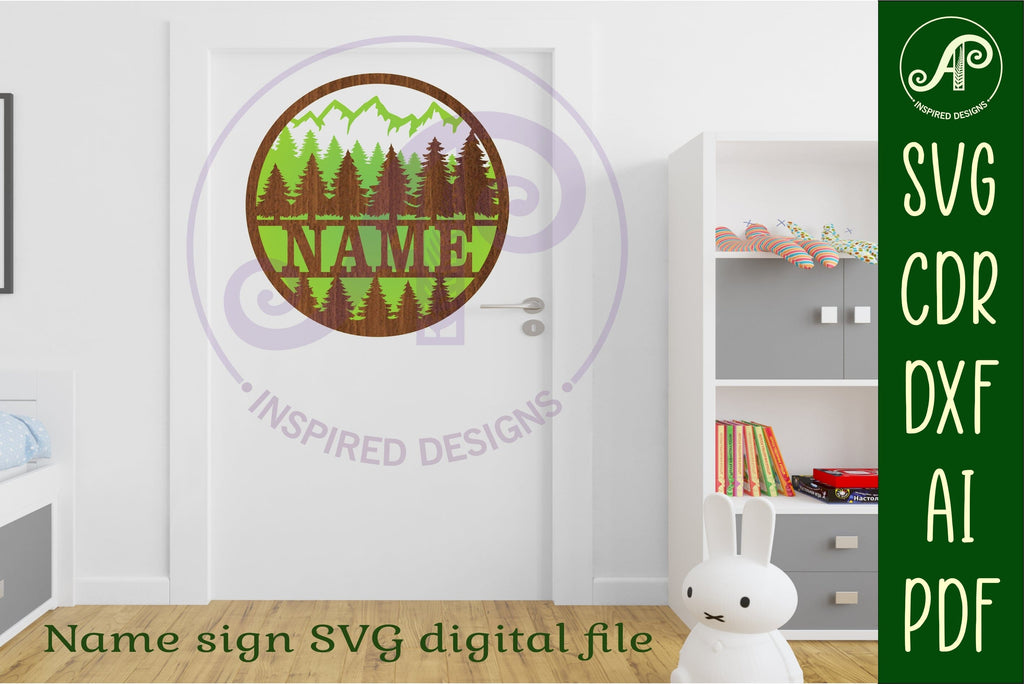 Forest Name sign svg laser cut template nursery sign - So Fontsy
