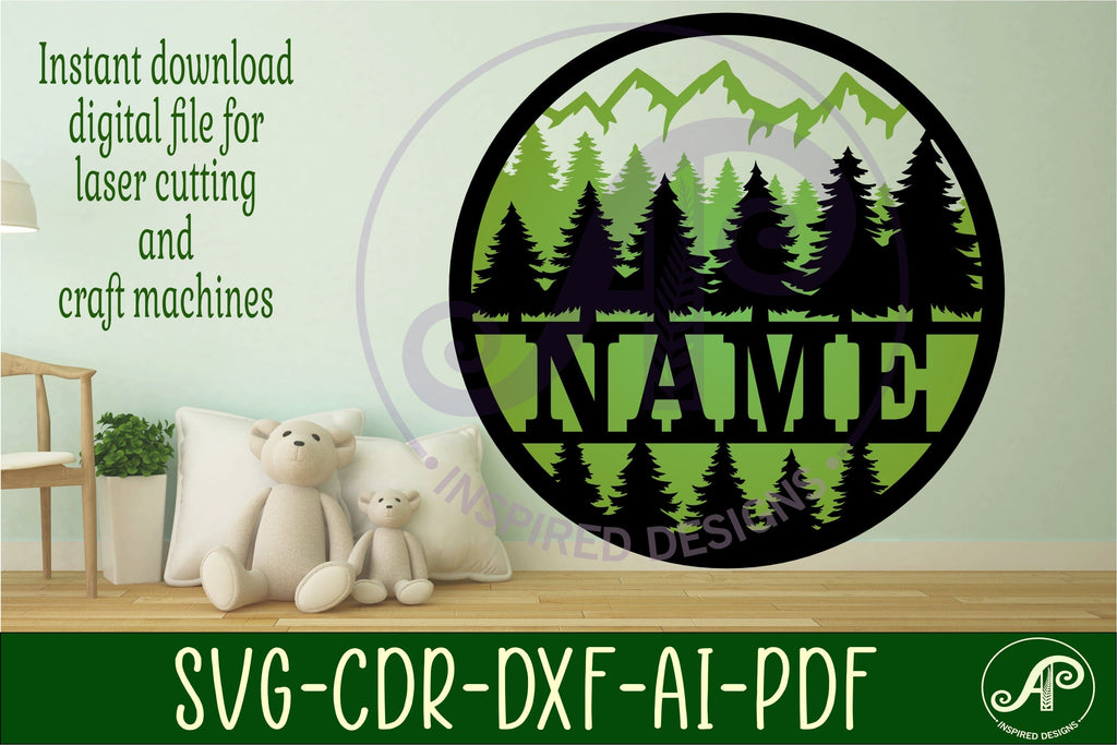 Forest Name sign svg laser cut template nursery sign - So Fontsy