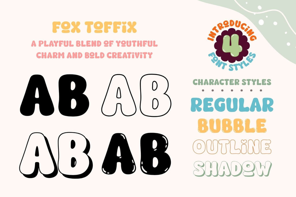 Fox Toffix: 4 Font Styles - So Fontsy