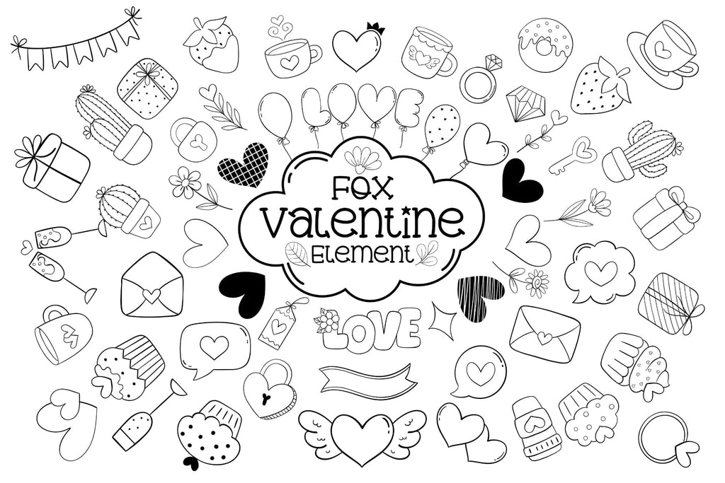 Fox Valentine Doodle Dingbat Font - So Fontsy