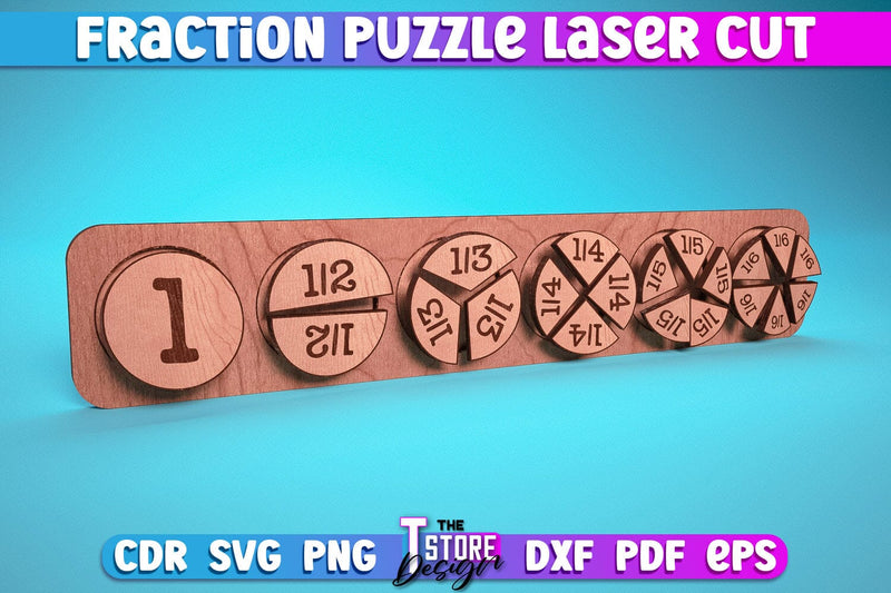Fraction Puzzle Laser Cut | Puzzle Game Laser Cut Design | CNC Files ...