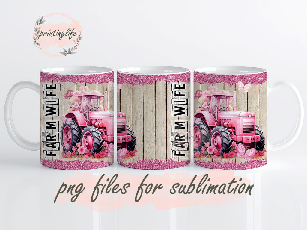 Fram Life Pink Tractor Mug Sublimation Design Digital Download PNG ...