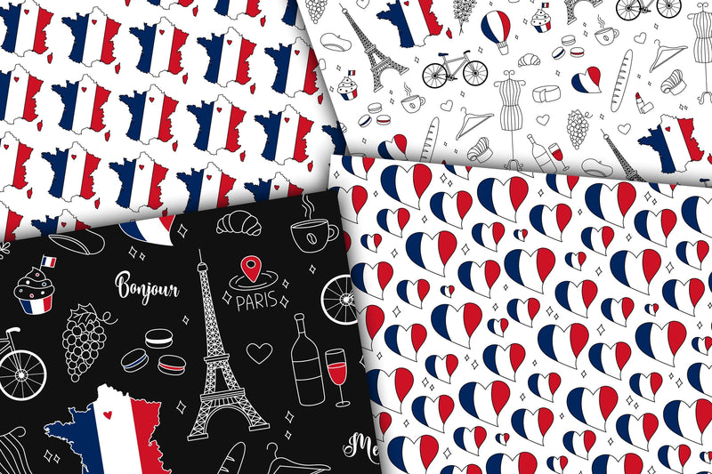 France Digital Paper | JPG Doodle French Patterns Collection for ...