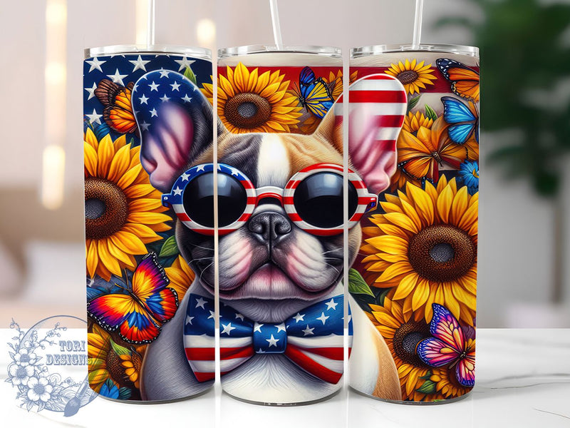 French Bulldog 4th of July Tumbler Wrap, Patriotic Frenchie Sublimation ...