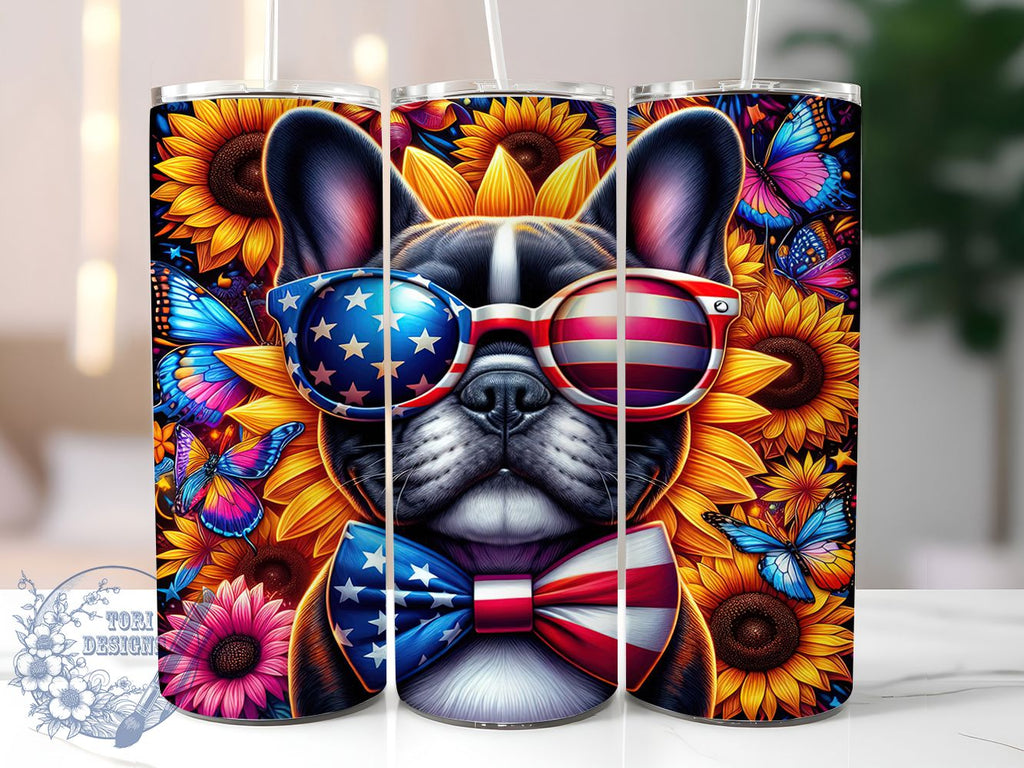 French Bulldog 4th of July Tumbler Wrap, Patriotic Frenchie Sublimation ...