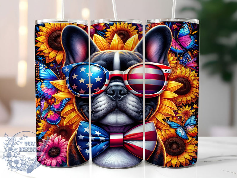 French Bulldog 4th of July Tumbler Wrap, Patriotic Frenchie Sublimation ...