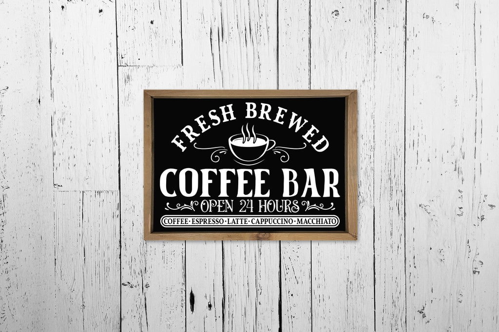 Fresh Brewed Coffee Bar, Vintage Coffee Sign SVG - So Fontsy