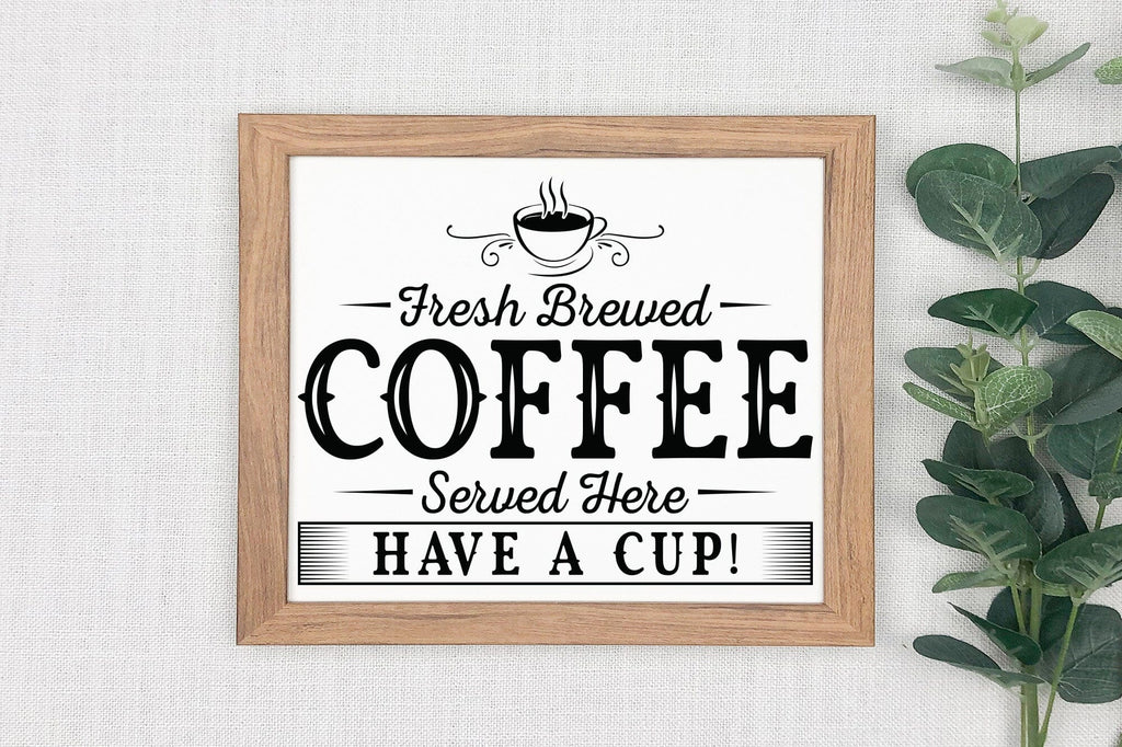 Fresh Brewed Coffee SVG, Vintage Coffee Sign SVG - So Fontsy