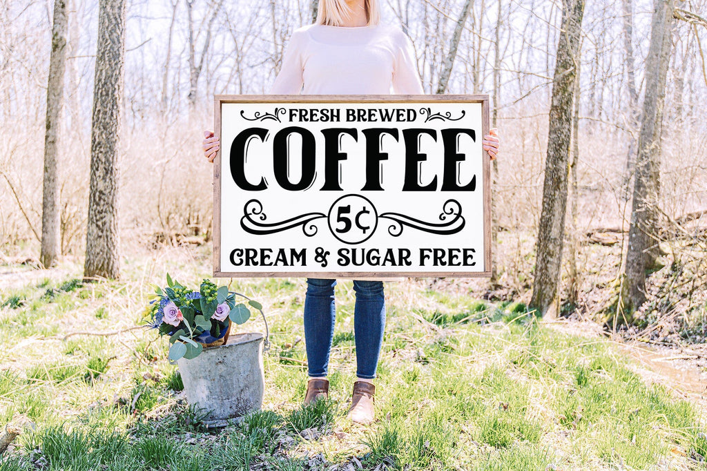 Fresh Brewed Coffee | Vintage Coffee Sign SVG - So Fontsy