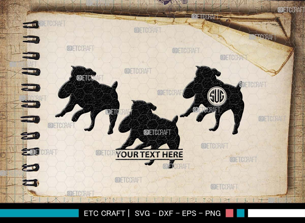 Frisbee Dog Monogram, Frisbee Dog Silhouette, Frisbee Dog SVG, Jumping ...