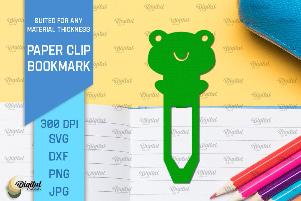 Frog Paper Clip Bookmark. Bookmark Clip Template SVG - So Fontsy