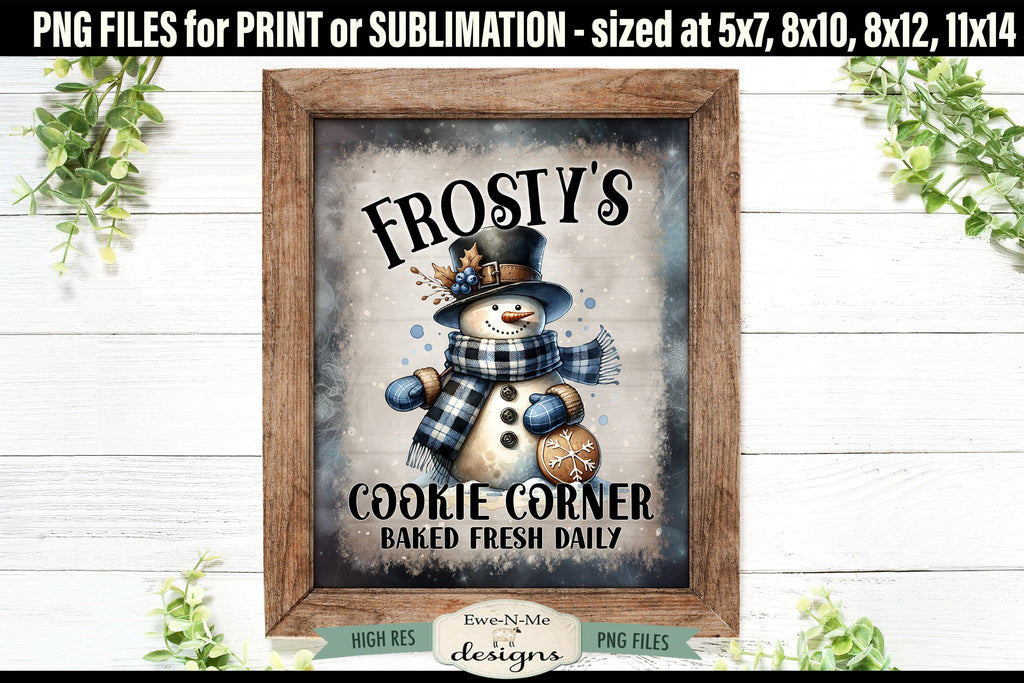 Frostys Cookie Corner Sublimation Design | Vintage Sign PNG - So Fontsy