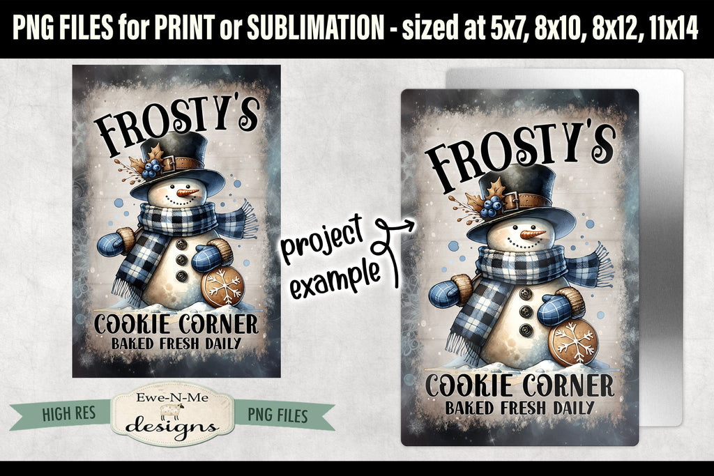 Frostys Cookie Corner Sublimation Design | Vintage Sign PNG - So Fontsy