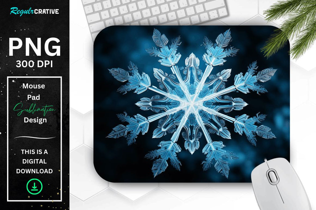 Frozen Ice Fractal Snowflakes Mouse Pad - So Fontsy
