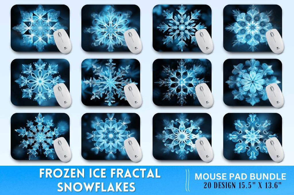 Frozen Ice Fractal Snowflakes Mouse Pad - So Fontsy