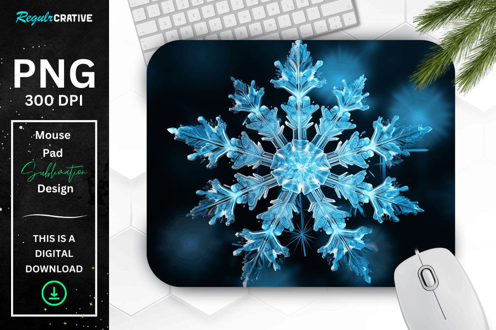Frozen Ice Fractal Snowflakes Mouse Pad - So Fontsy