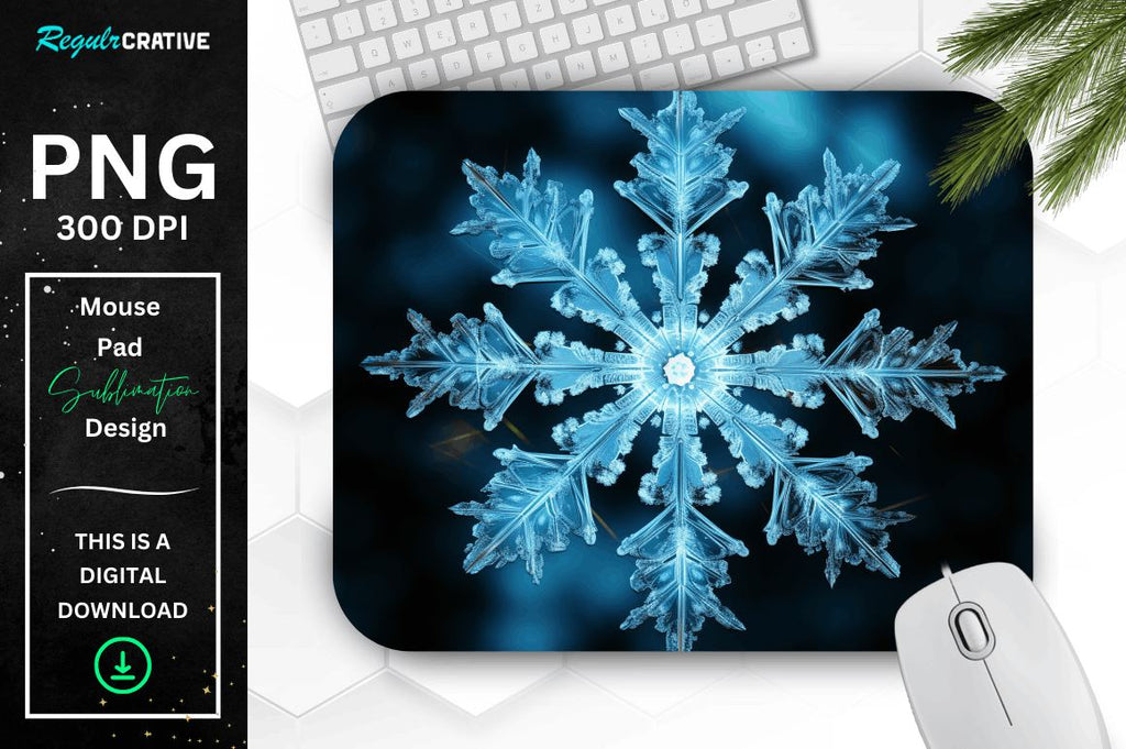 Frozen Ice Fractal Snowflakes Mouse Pad - So Fontsy