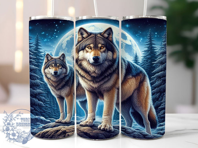 Full Moon Wolf 20oz Tumbler Wrap, Full Moon Wolves Wrap, 20oz ...