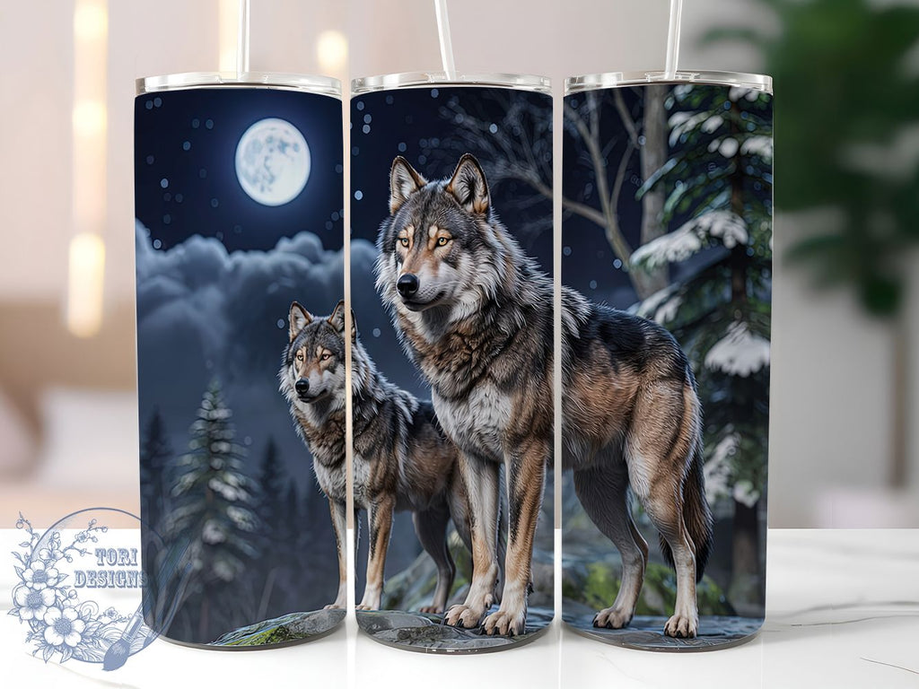Full Moon Wolf 20oz Tumbler Wrap, Full Moon Wolves Wrap, 20oz ...