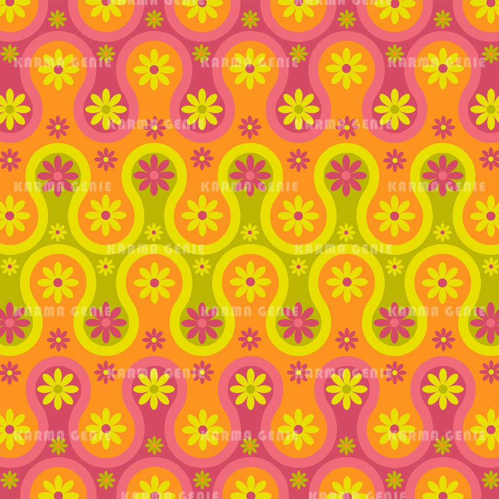 Funky Multi Coloured Cute Hippie Flower Power Pattern Digital Paper ...