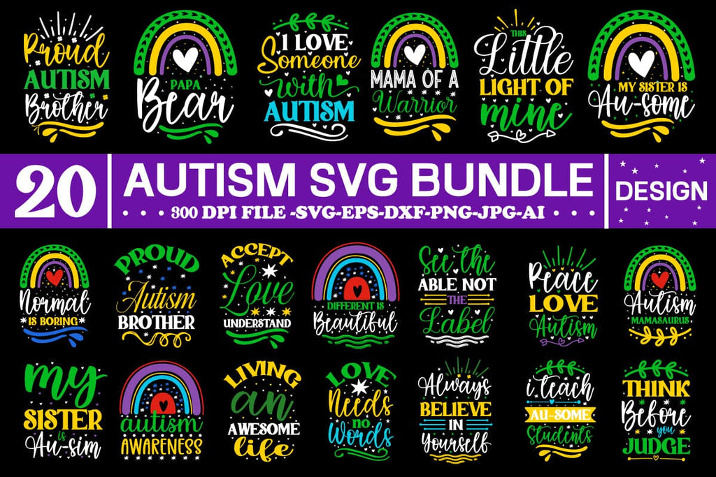 Funny Autism Svg Bundle - So Fontsy