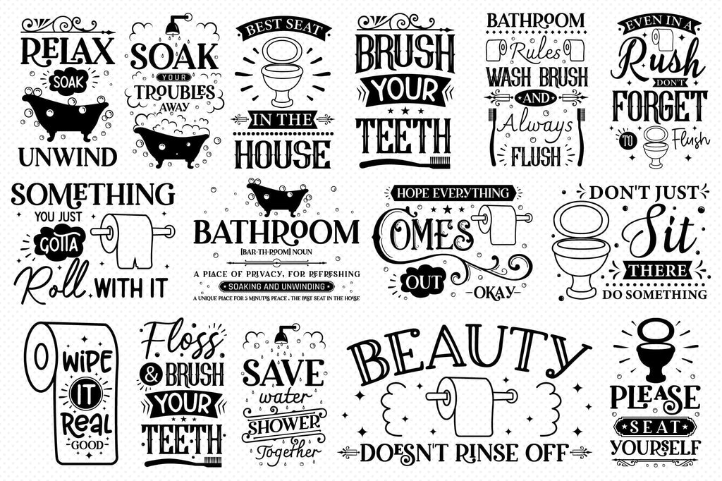Funny Bathroom Sign SVG Bundle - So Fontsy