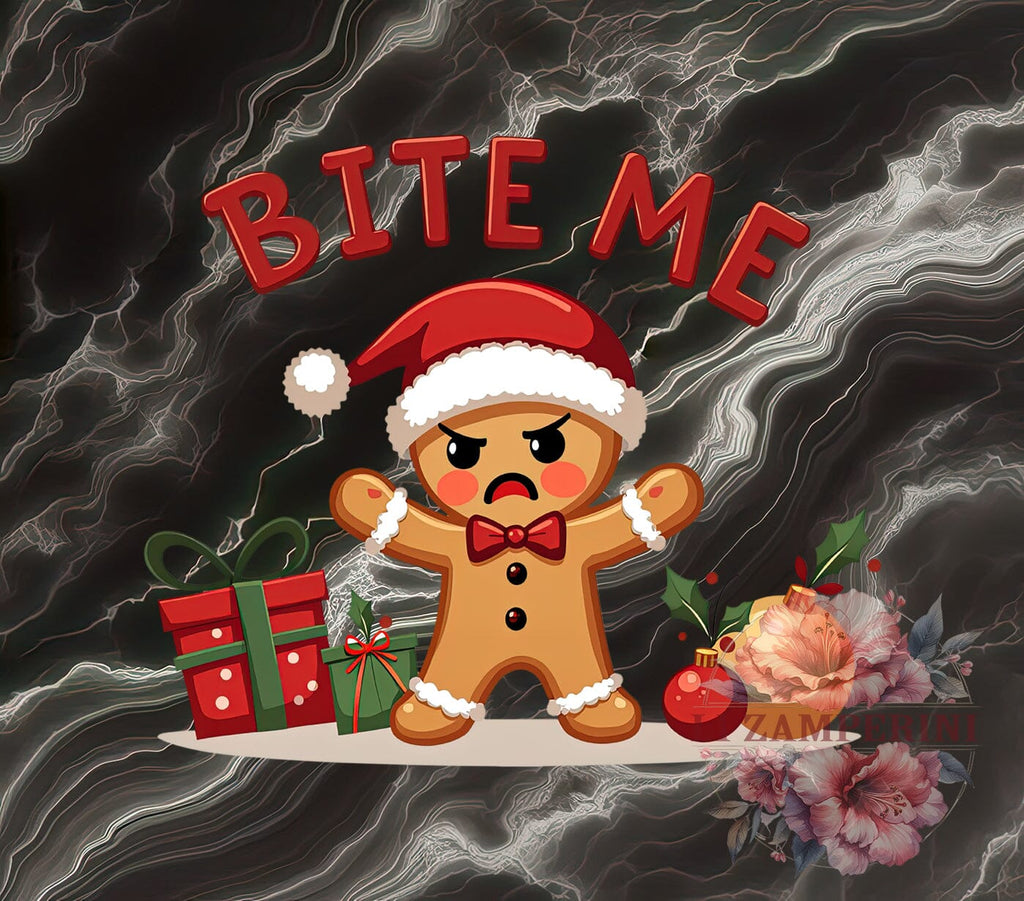 Funny Christmas, Angry Gingerbread, Bite Me Graphic, PNG Download ...