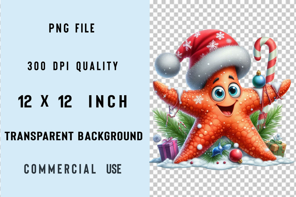 Funny Christmas Sea Star Sublimation Clipart Bundle - So Fontsy