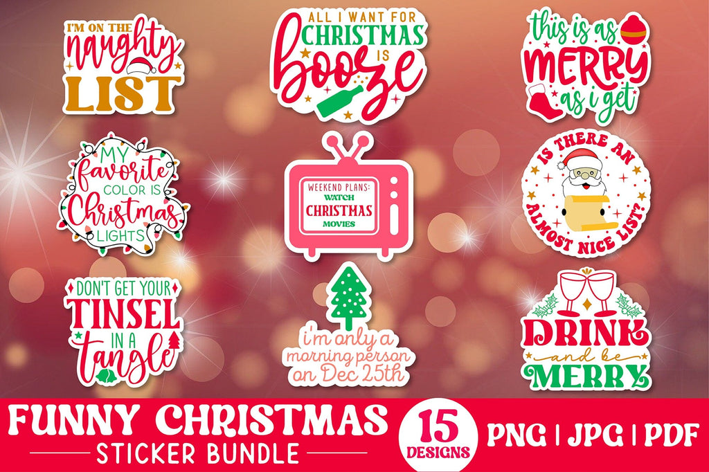 Funny Christmas Stickers Bundle - So Fontsy