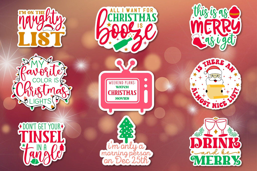Funny Christmas Stickers Bundle - So Fontsy