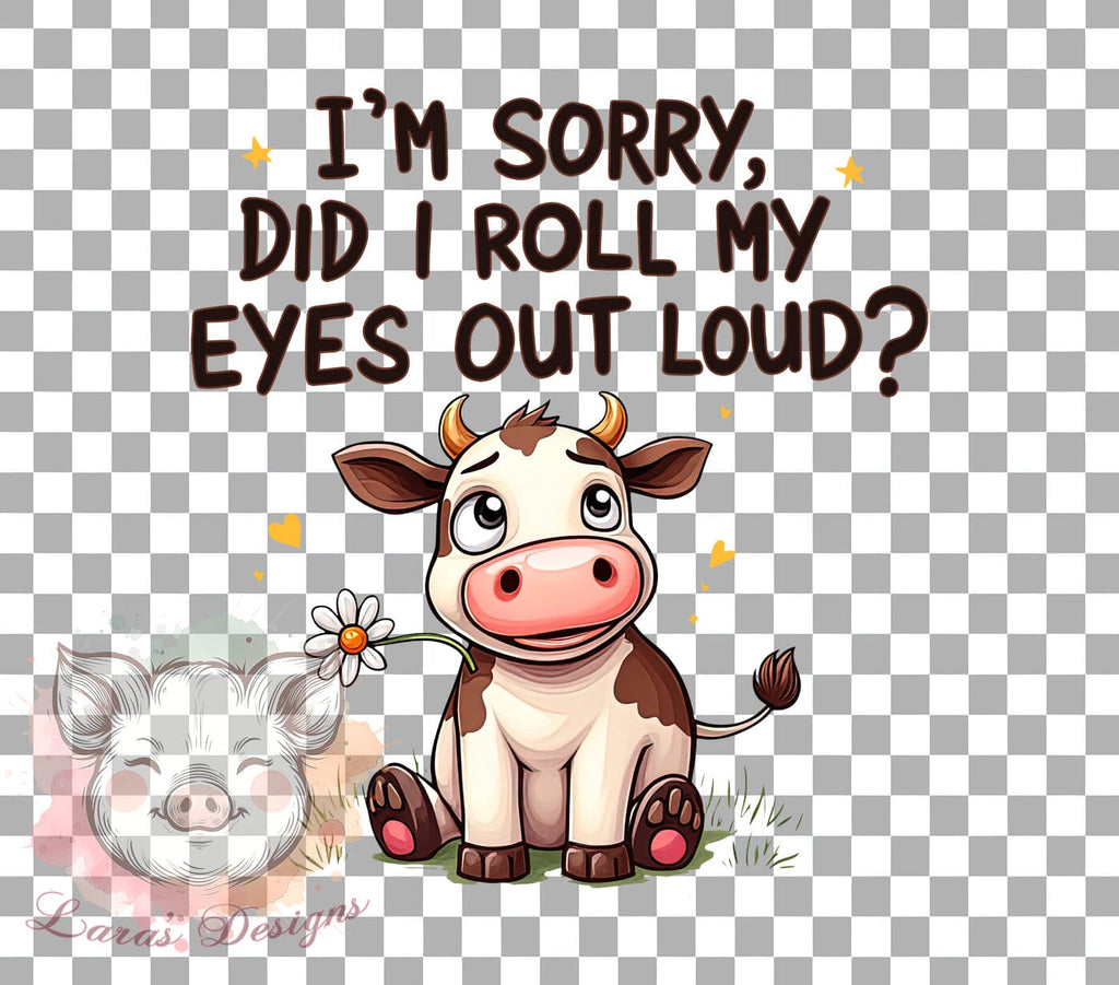 Funny Cow Art, Sarcastic Quote, Eye Roll Humor, Cow PNG, Whimsical ...