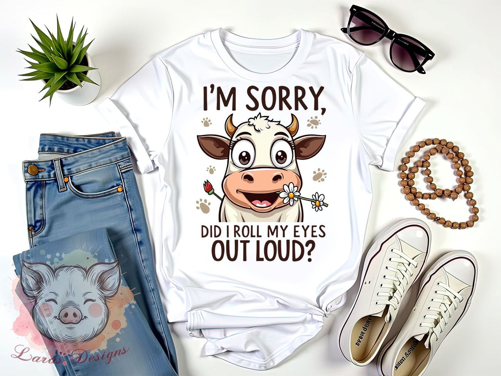 Funny Cow Art, Sarcastic Quote, Eye Roll Humor, Cow PNG, Whimsical ...