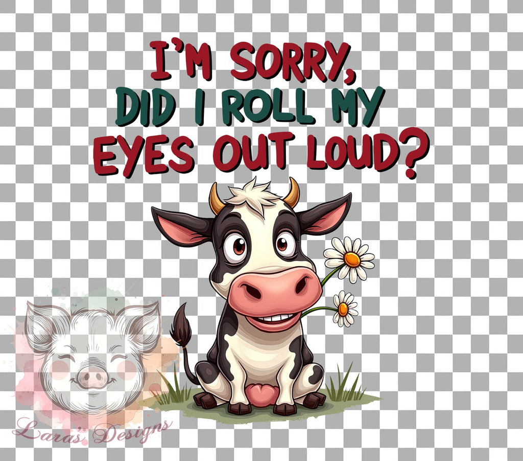 Funny Cow Art, Sarcastic Quote, Eye Roll Humor, Cow PNG, Whimsical ...