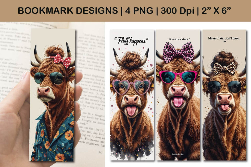 Funny cow bookmark design, stylish cow bookmark design - So Fontsy