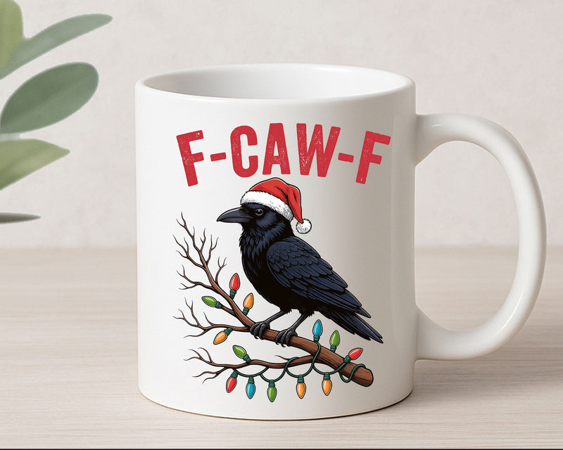Funny Crow Christmas SVG F-CAW-F Santa Hat PNG - So Fontsy