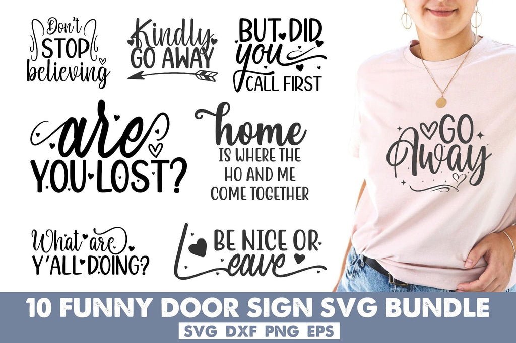 Funny Door Sign SVG Bundle, Door Sign SVG Bundle - So Fontsy