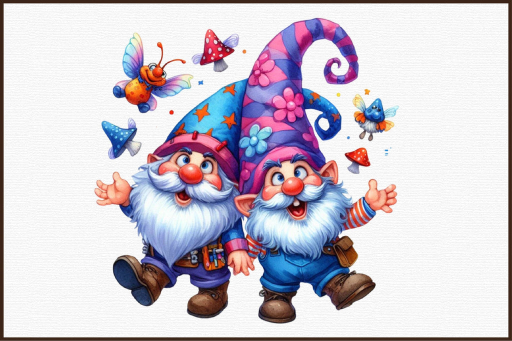 Funny Gnomes Clipart Bundle - Gnome Png - So Fontsy