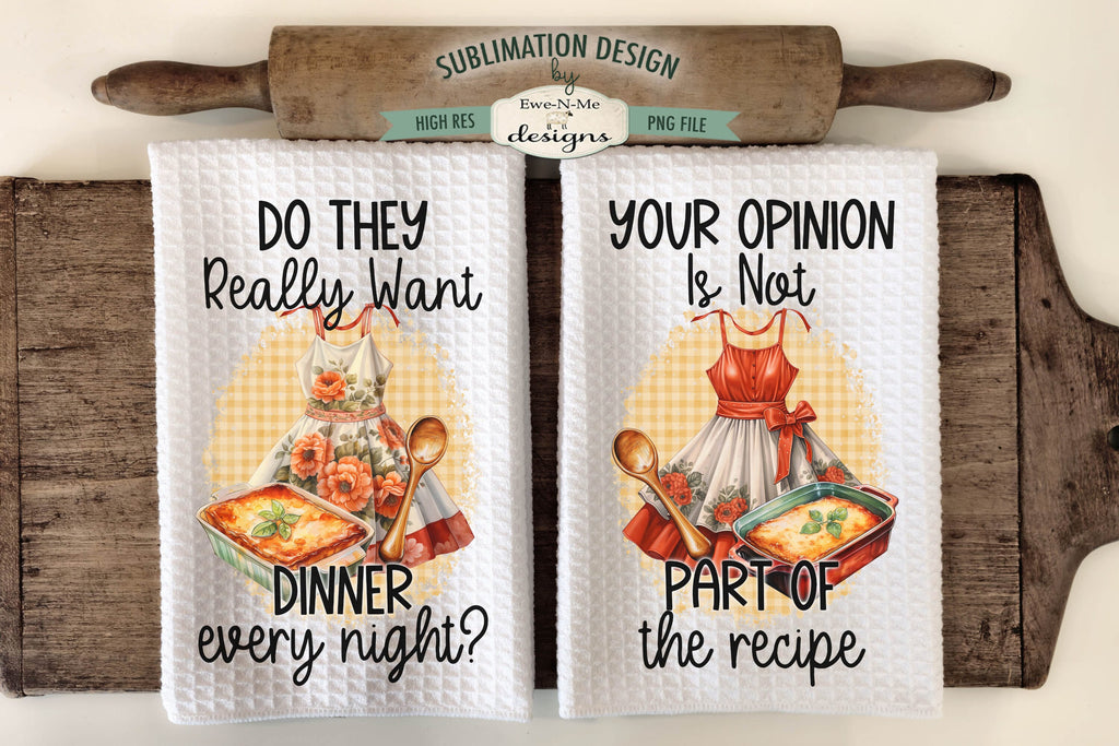 Funny Kitchen Towel Sublimation Designs with Vintage Aprons - So Fontsy
