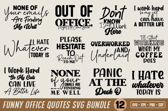 Funny Office Quotes SVG Bundle - So Fontsy