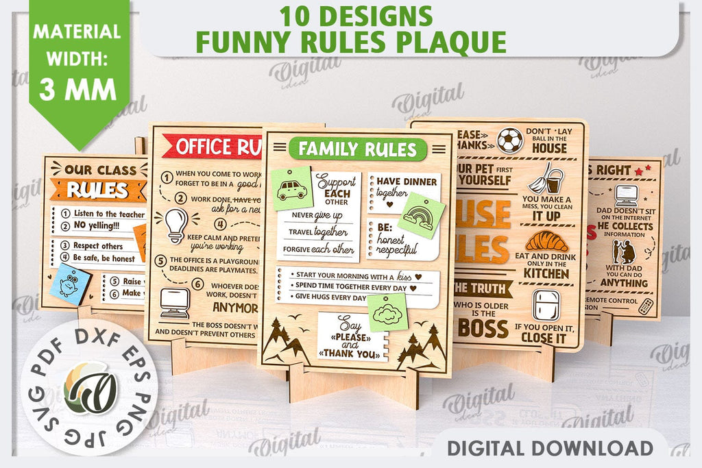 Funny Rules Plaques Laser Cut Bundle. Rules Sign SVG - So Fontsy
