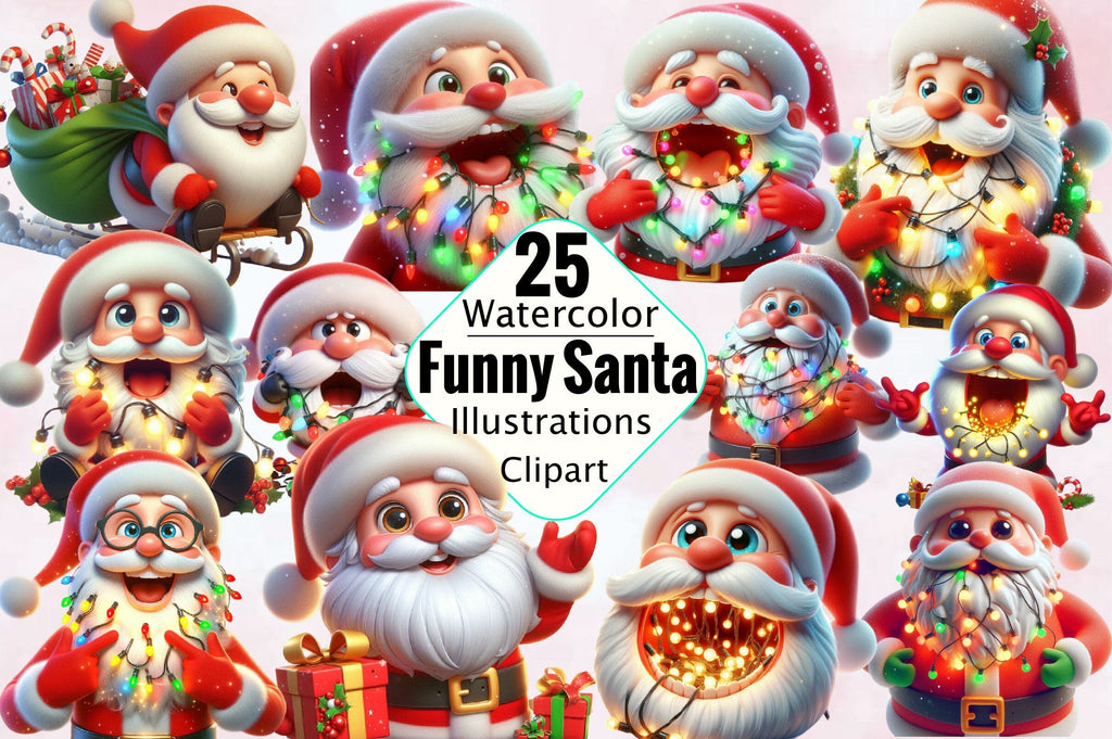 Funny Santa Claus Christmas Sublimation Clipart Bundle - So Fontsy