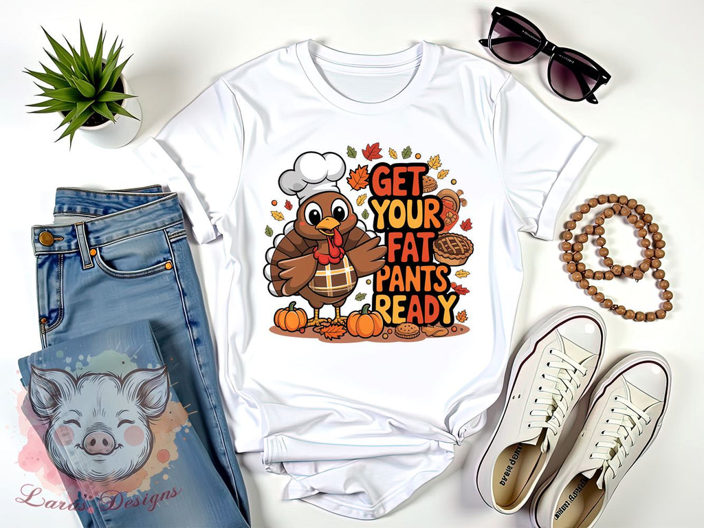 Funny Thanksgiving Graphic, Fat Pants Ready Design, Turkey PNG, Holiday ...