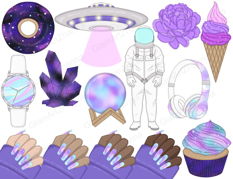 Galaxy Clipart | Space Clipart Bundle - So Fontsy