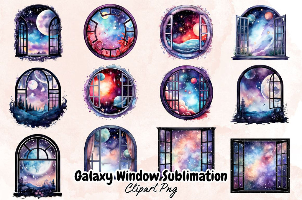 Galaxy Window Sublimation Clipart Bundle - So Fontsy