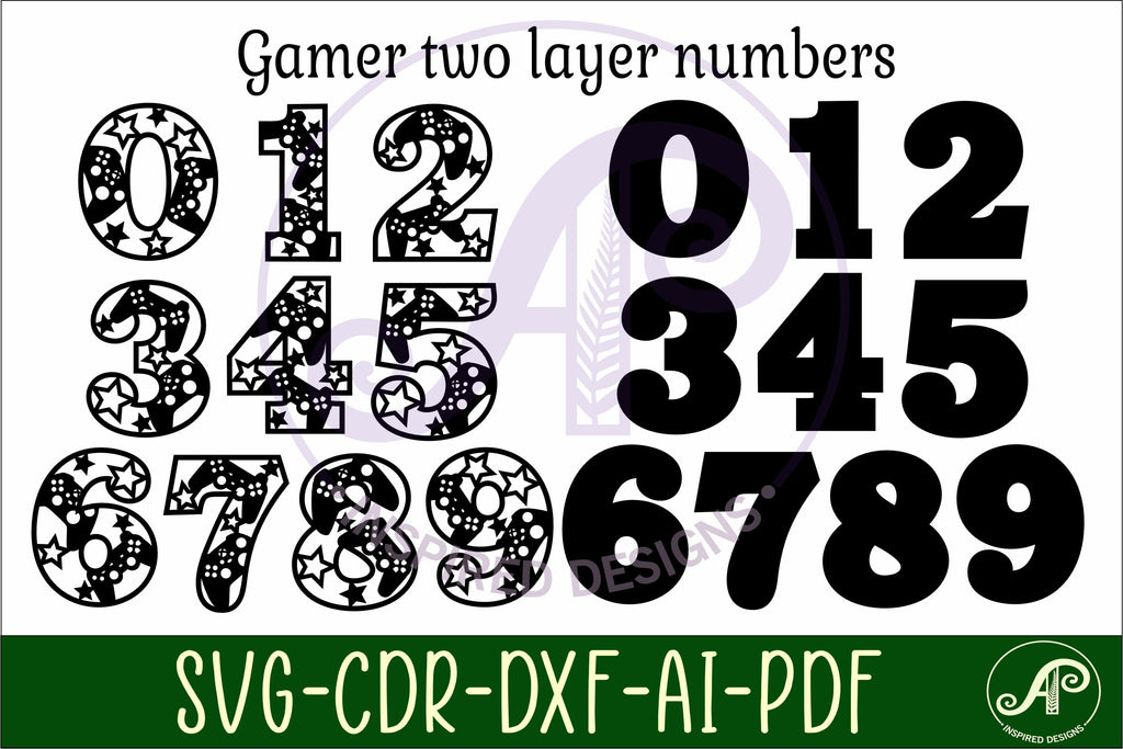 Gamer numbers two layer wall sign SVG cut files - So Fontsy