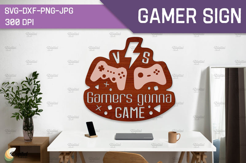Gamer Sign Laser Cut. Video Game SVG. Sign Laser Cut - So Fontsy