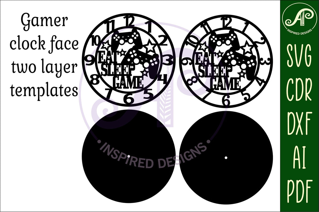 Gamer wall clock laser cut files, SVG file. vector - So Fontsy