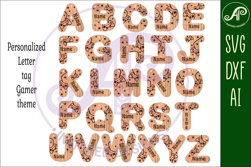 Gaming theme tag letter designs keychain DIGITAL SVG - So Fontsy