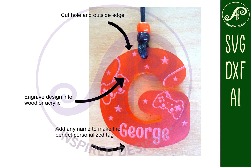 Gaming theme tag letter designs keychain DIGITAL SVG - So Fontsy